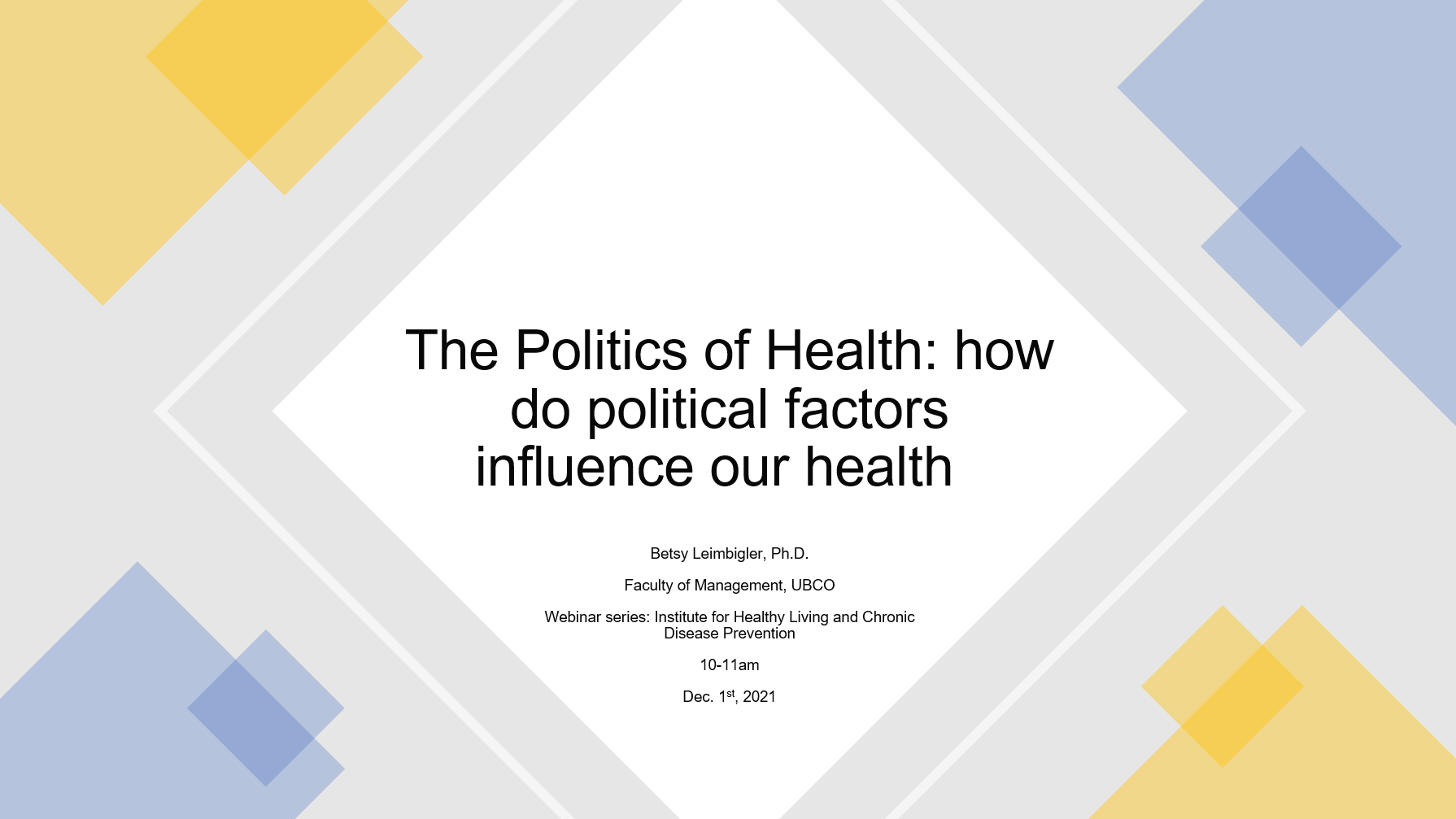 The Politics of Health Webinar - Rural Health Equity